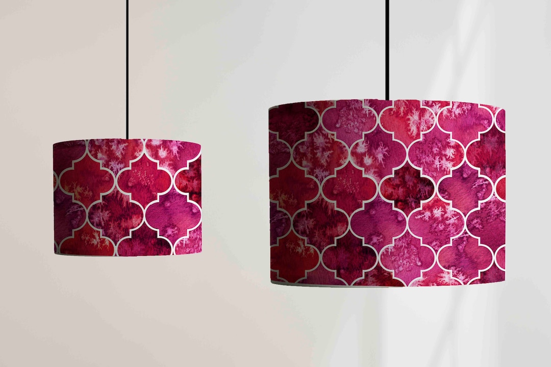 New Made to Order Lamp Shade Moroccan Pattern Mixed Fabric Cranberry ...