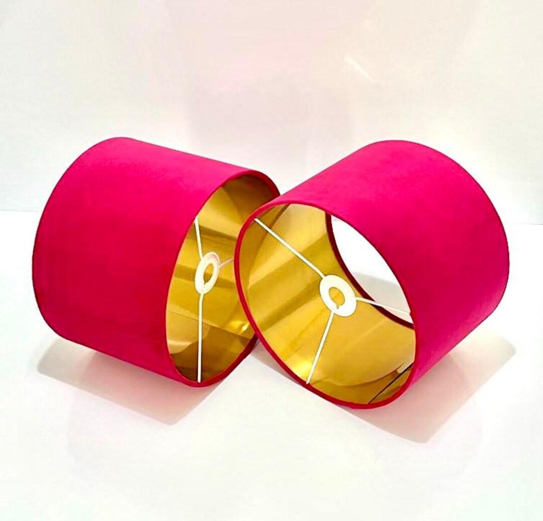 New High Quality Upholstery Hot Pink Velvet Lamp Shade With Metallic ...