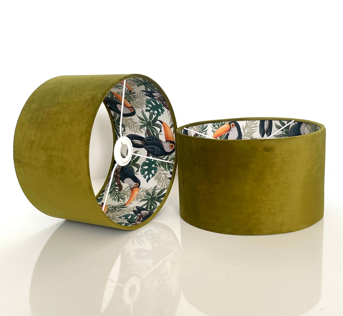 New High Quality Luxury Double Sided Olive Green and Toucan Bird ...