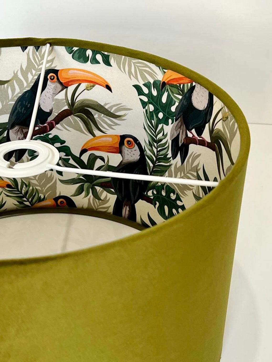 New High Quality Luxury Double Sided Olive Green and Toucan Bird ...