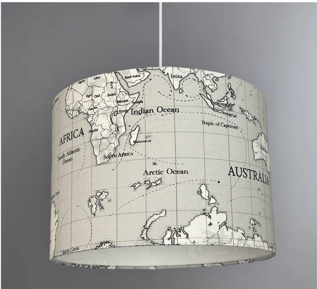 New Handmade World Map Print Fabric Lamp Shade Pendant Light Shade ...