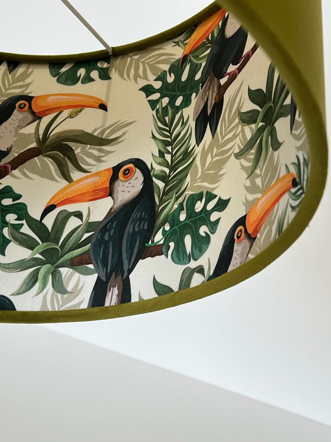 New High Quality Luxury Double Sided Olive Green and Toucan Bird ...