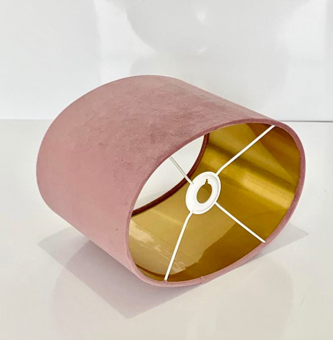 New Luxury High Quality English Rose Pink Velvet Fabric Lamp Shade Oval ...