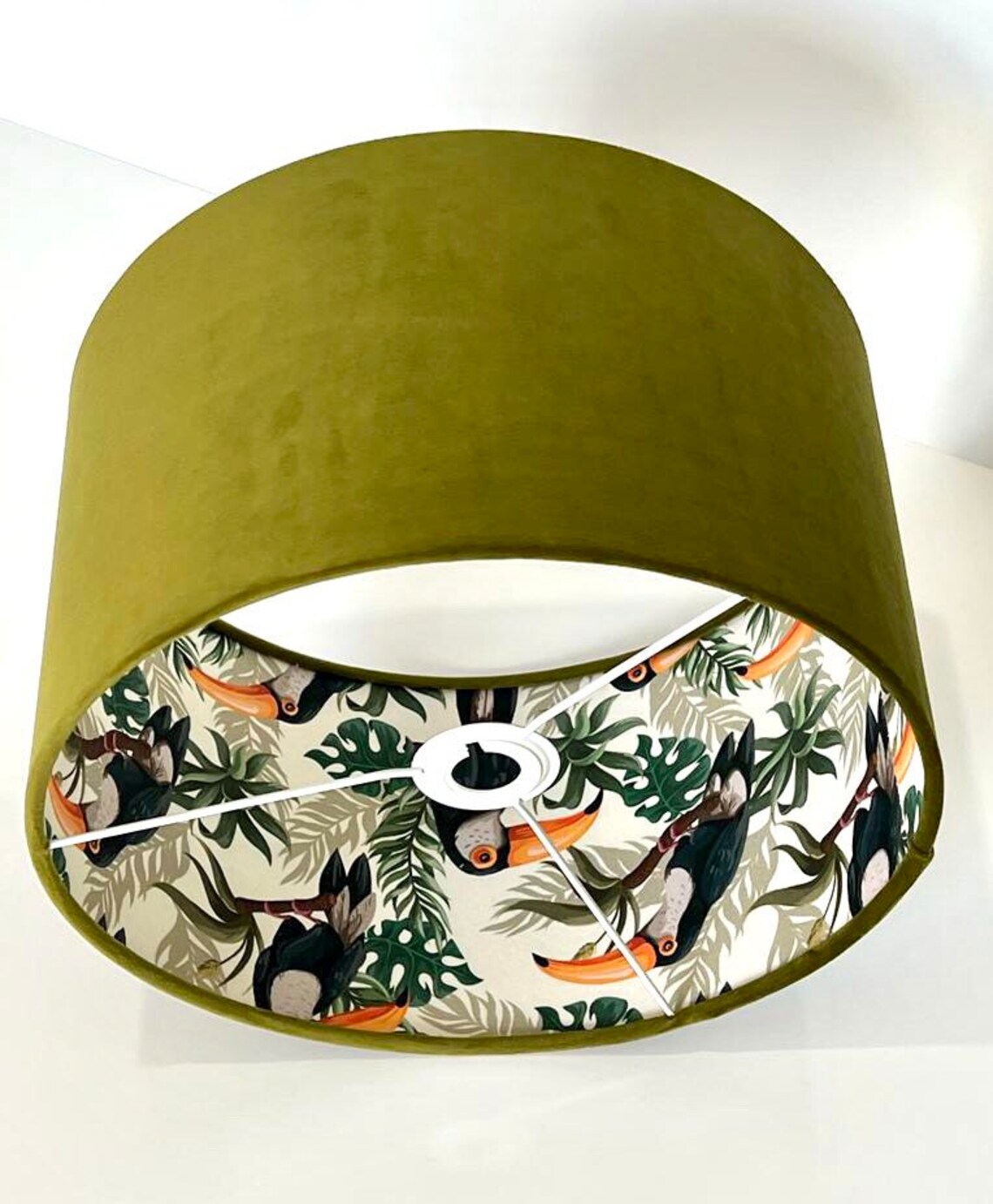 New High Quality Luxury Double Sided Olive Green and Toucan Bird ...