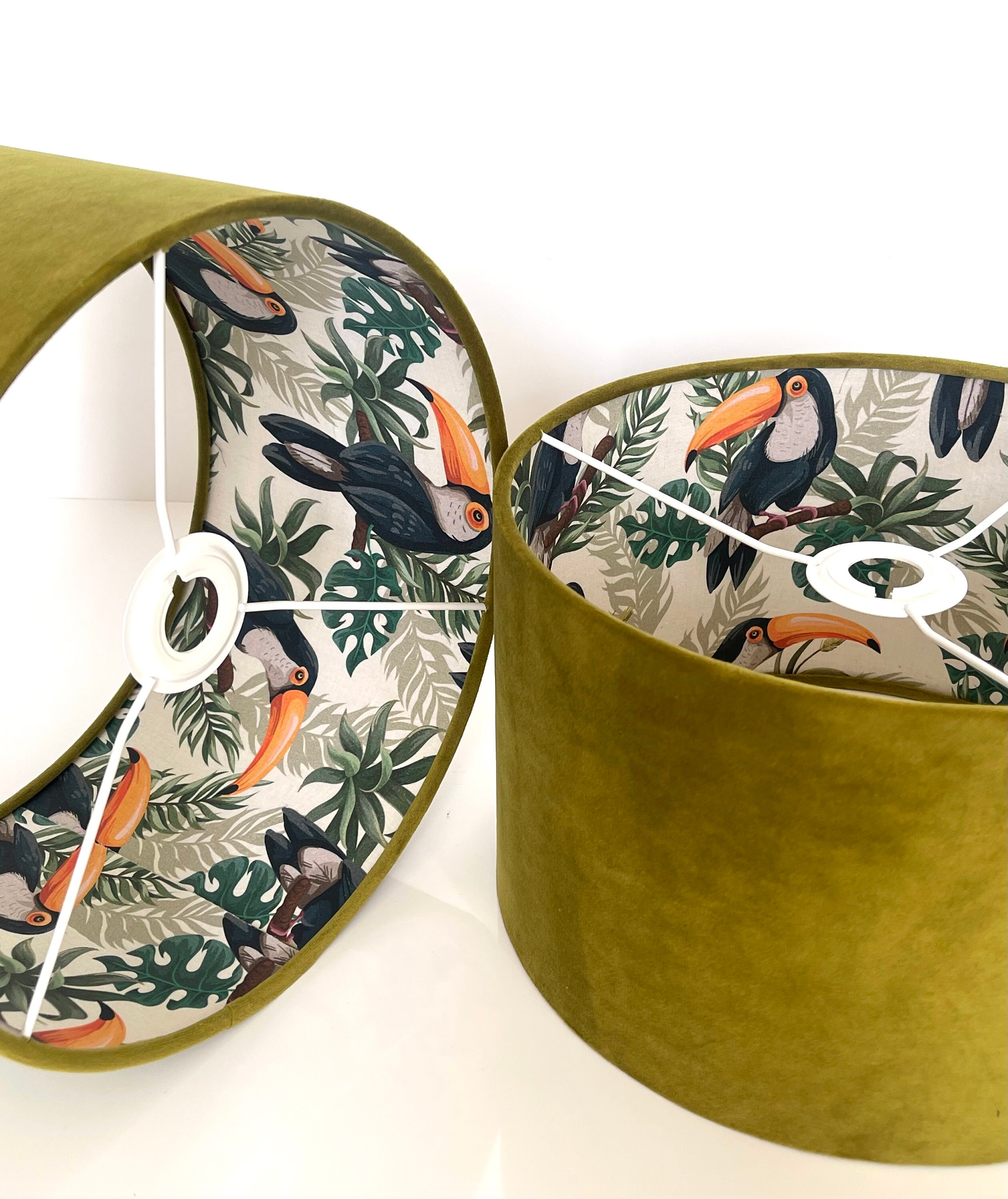 New High Quality Luxury Double Sided Olive Green and Toucan Bird ...