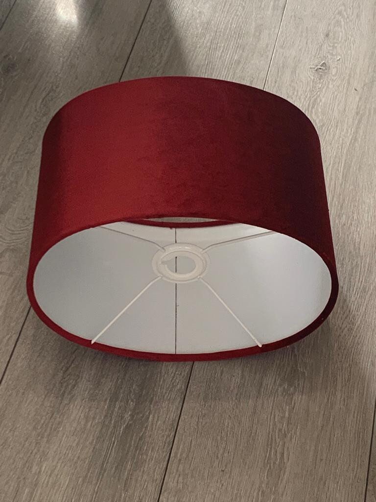 New Luxury High Quality Dark Red Velvet Fabric Lamp Shade Oval Shape ...