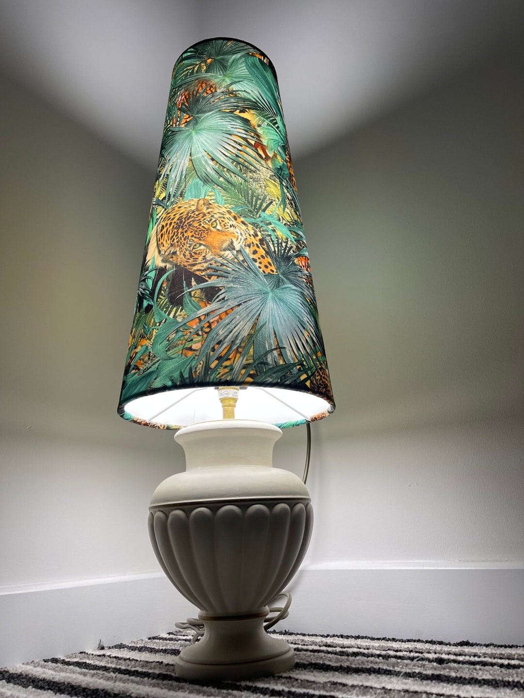 New Handmade Luxurious Leopard in Jungle Print Velvet Lamp Shade in ...
