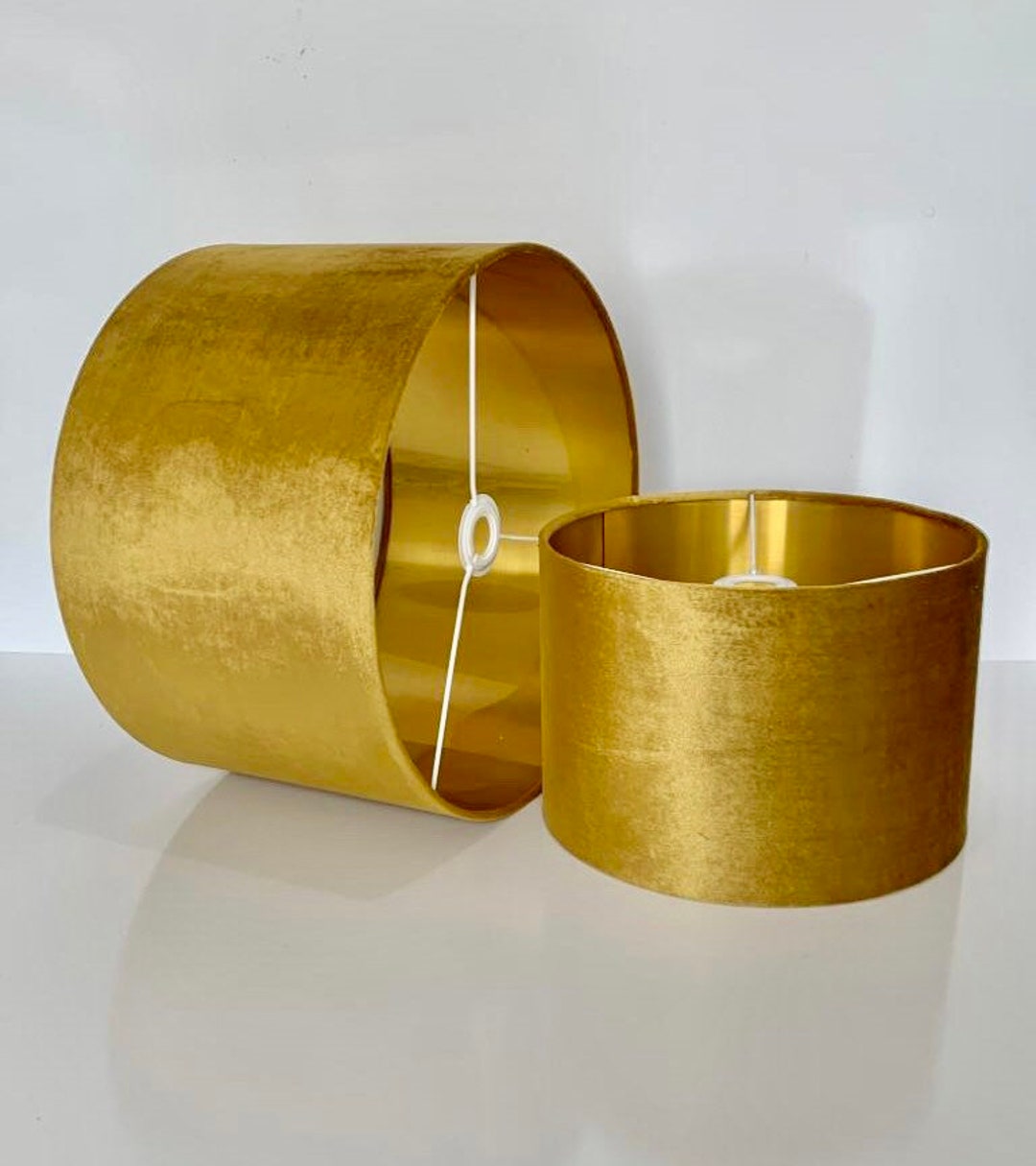 New Luxury Handmade by Order Drum Velvet Mustard Gold Velvet Lamp Shade ...