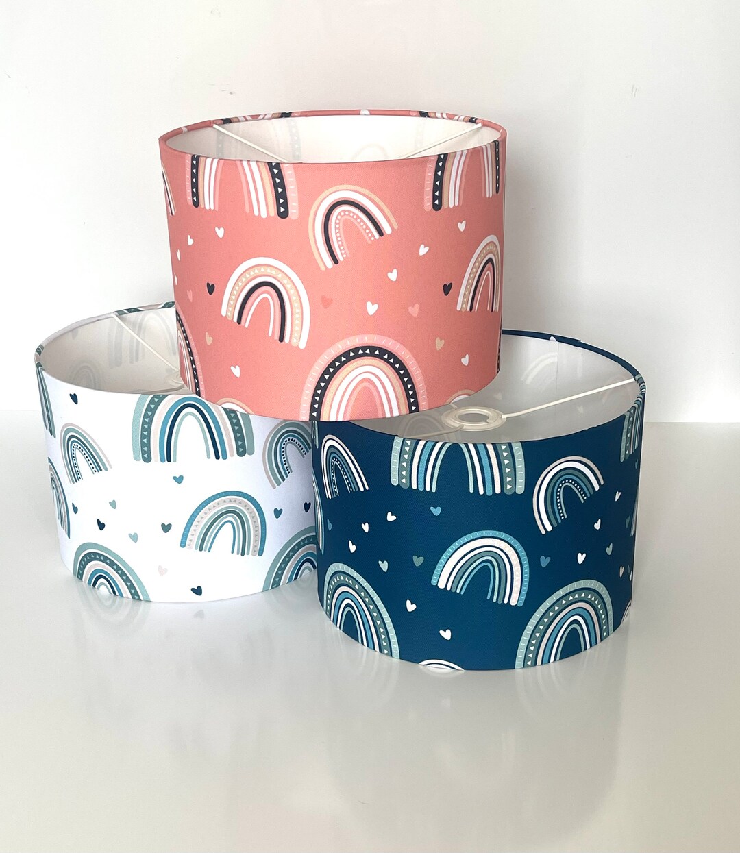 New HQ Kids Girls Room Rainbow and Hearts Pattern Lamp Shade Pendant ...