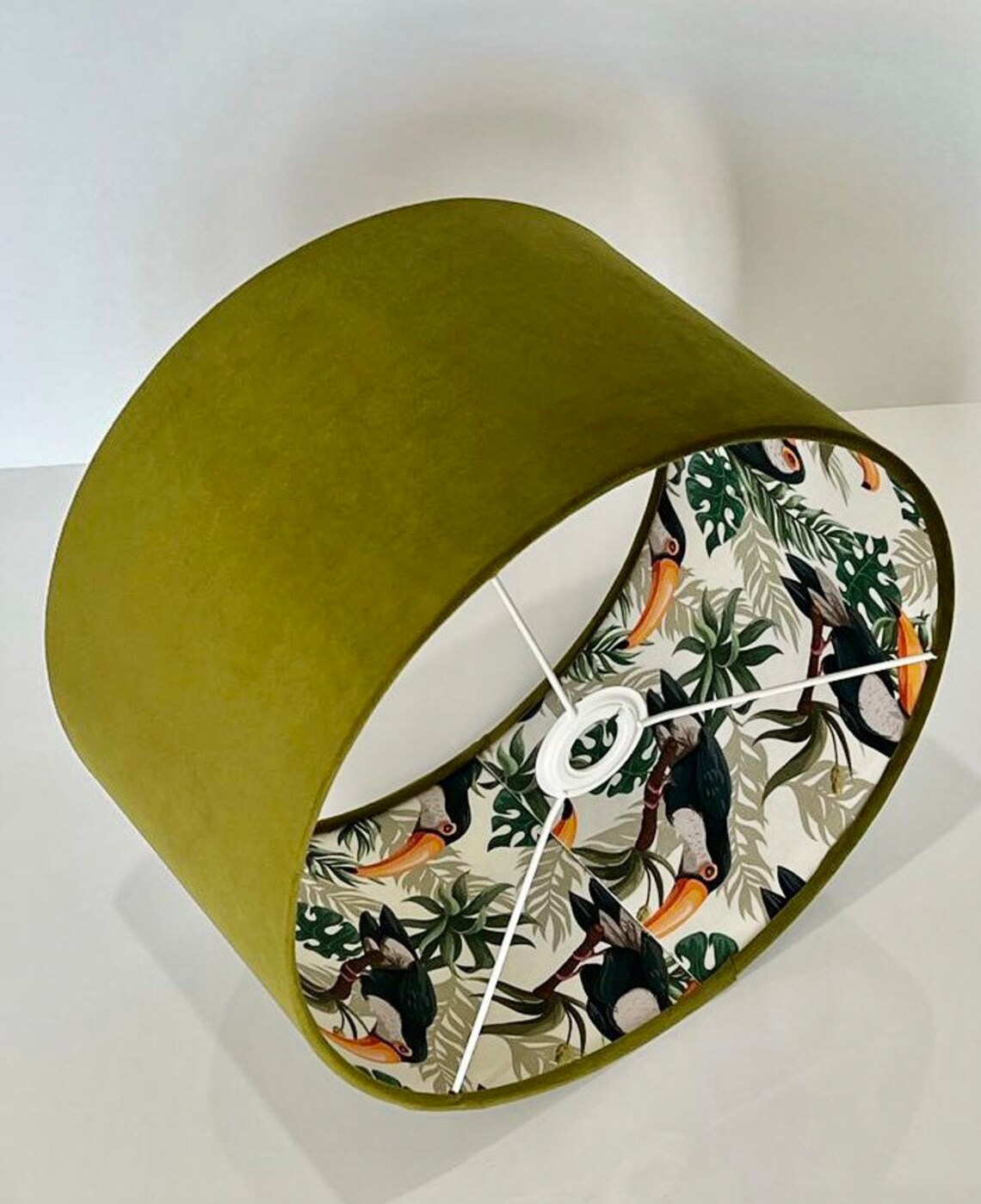 New High Quality Luxury Double Sided Olive Green and Toucan Bird ...