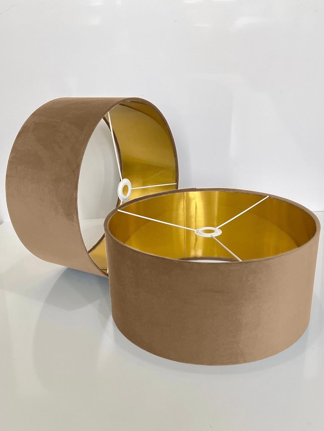 New Luxury Velvet Upholstery Biscuit Brown Velvet Lamp Shade and ...