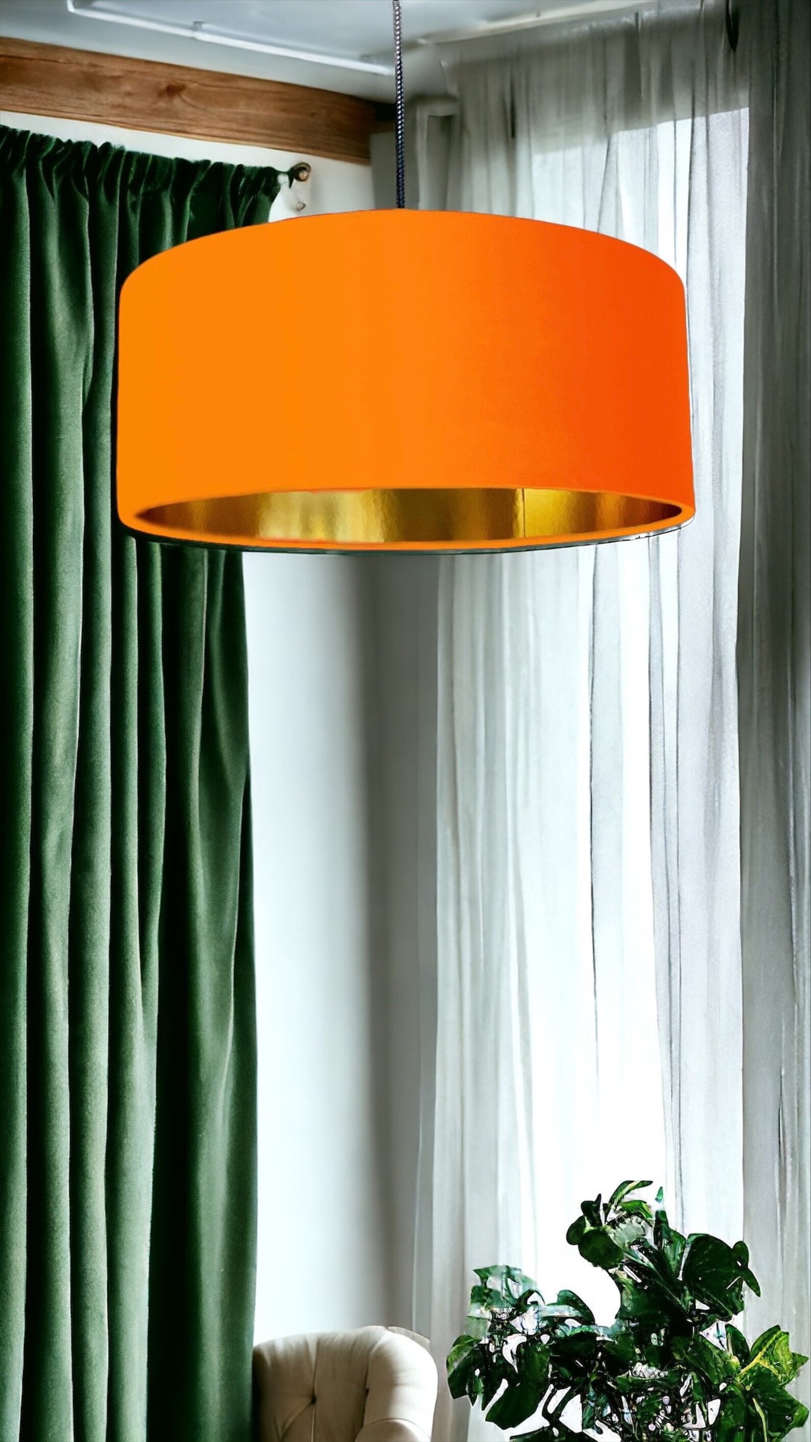 New High Quality Luxury Clementine Orange Cotton Fabric Lamp Shade ...