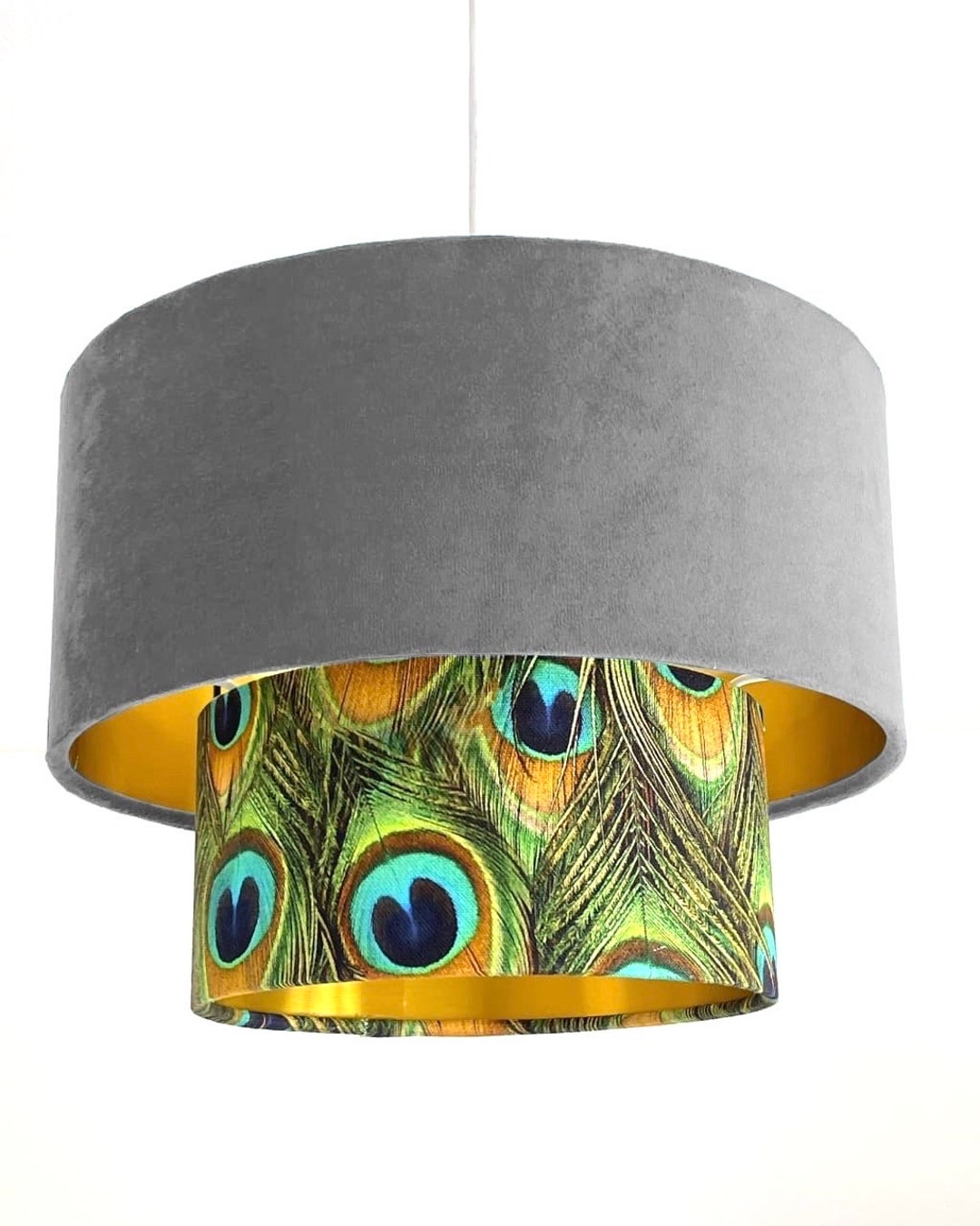New Luxurious Handmade by Order Silver Light Grey Velvet and Peacock ...