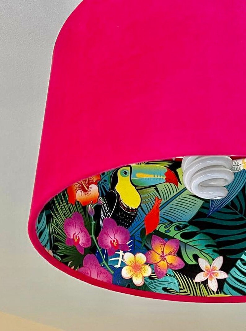 New High Quality Luxury Double Sided Hot Pink and Toucan Bird Botanical ...