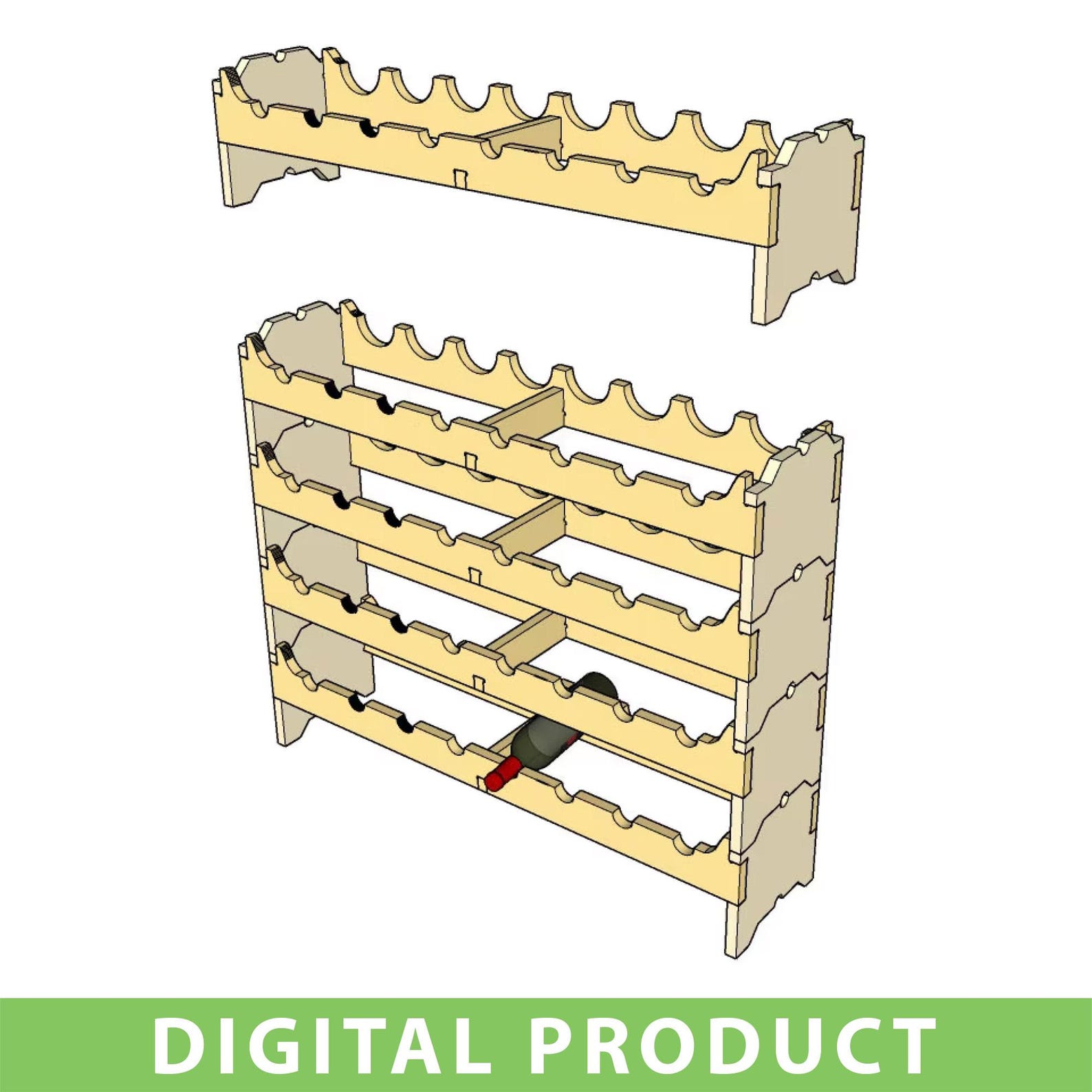 Wine Rack SVG File, DIY Woodworking Plans, Printable Wine Rack Template ...