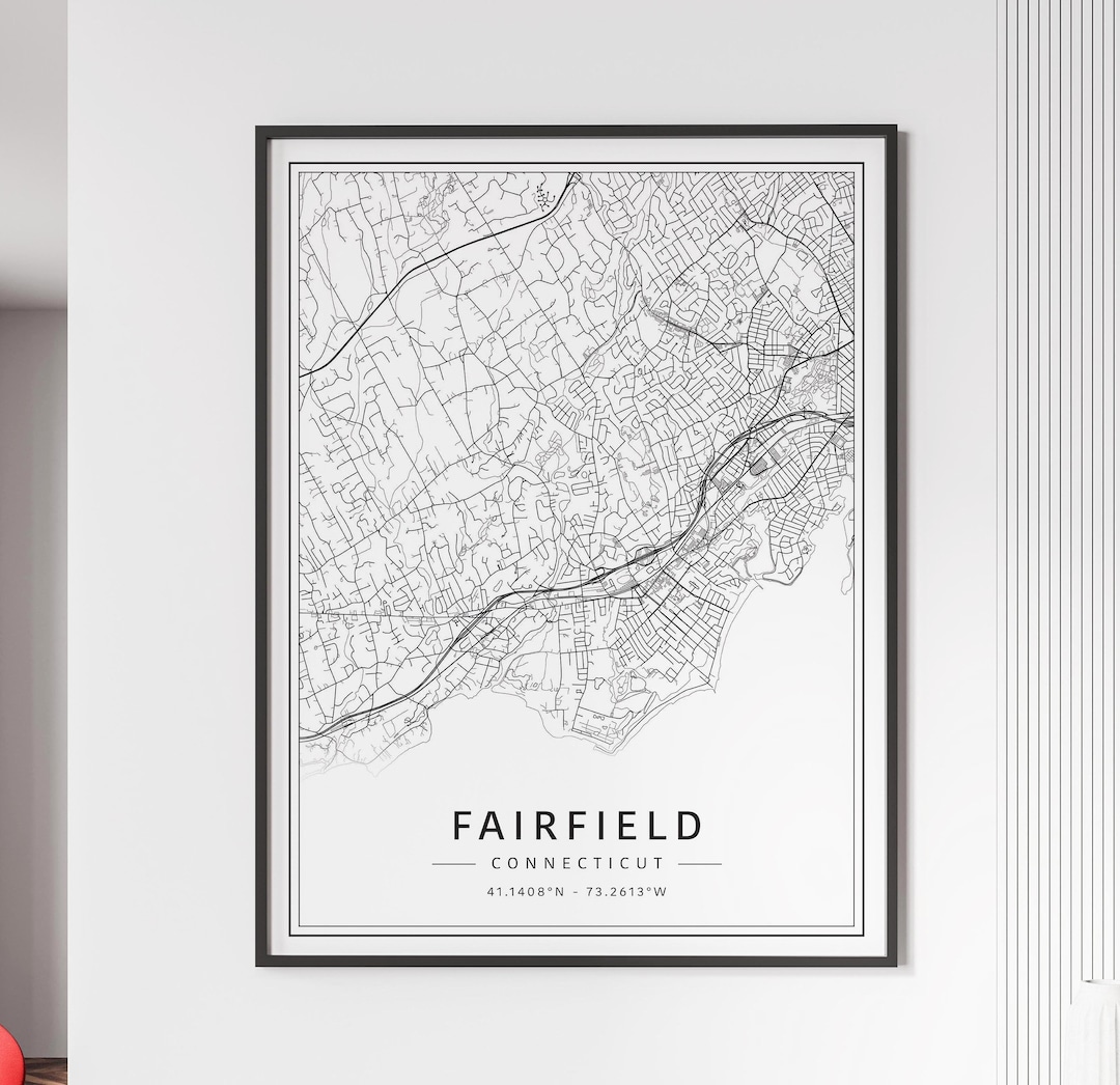 Fairfield Connecticut Street Map Print | Acrylic Fairfield Map Print ...