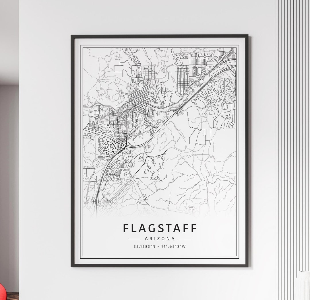 Flagstaff Arizona Street Map Print | Acrylic Flagstaff City Map Print ...