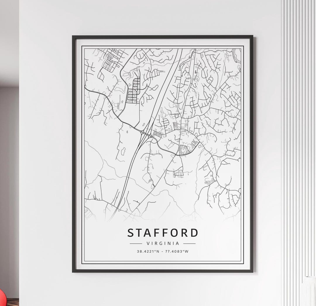 Stafford Virginia Street Map Print | Acrylic Glass Stafford Map Print ...