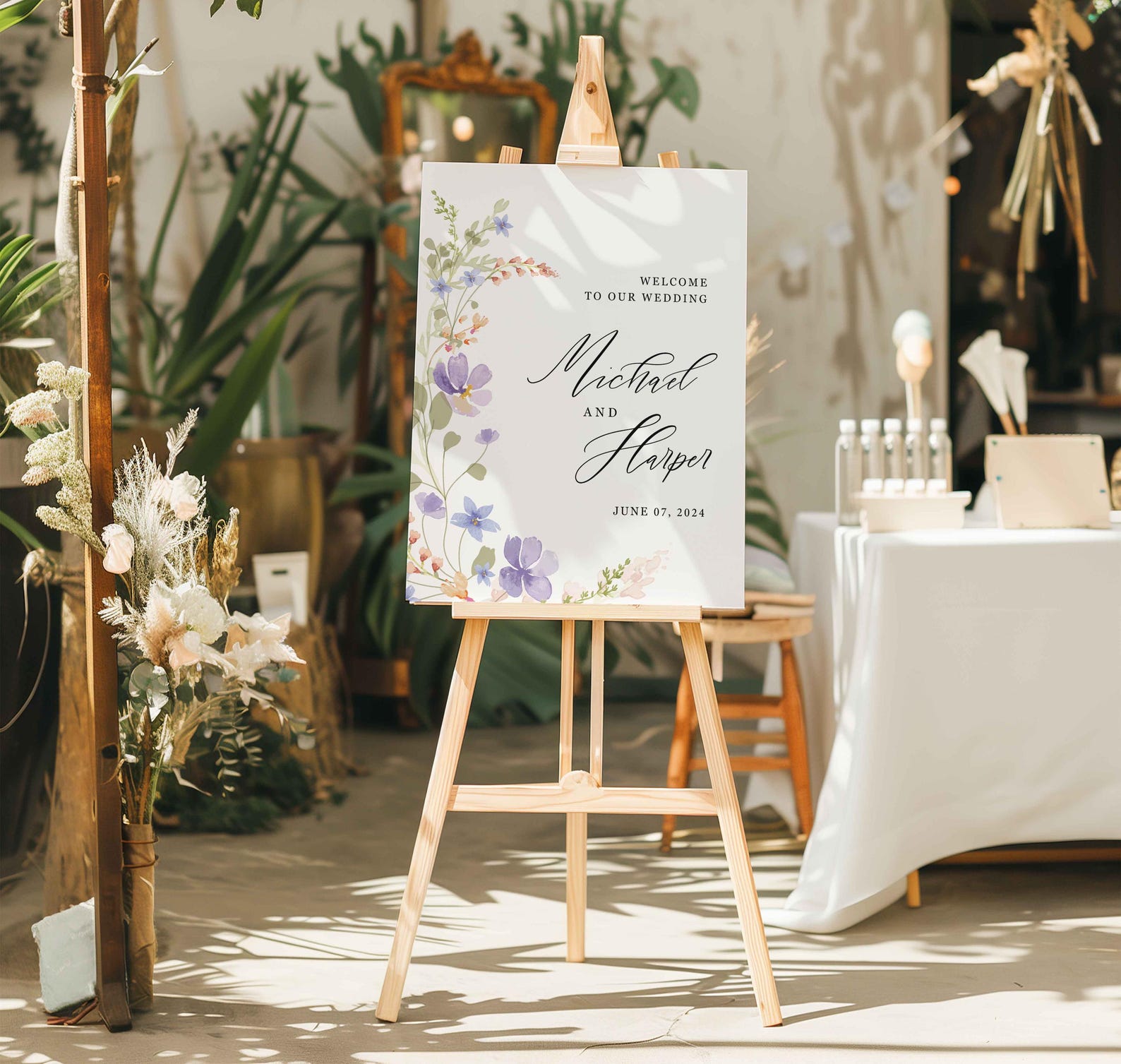 Acrylic Wedding Welcome Sign | Floral Entrance Wedding Sign | Custom ...