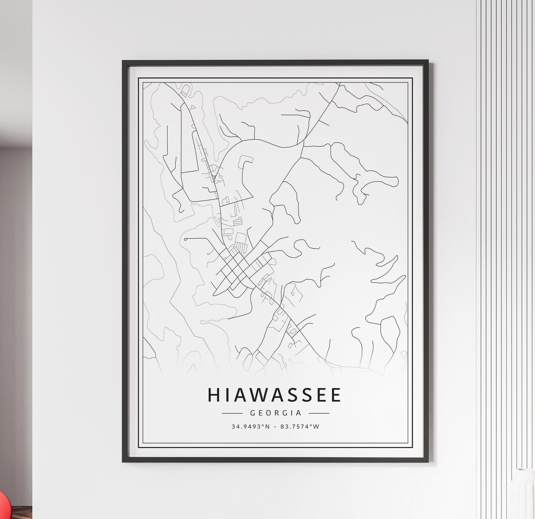 Hiawassee GA Street Map Print | Acrylic Hiawassee City Map Print ...