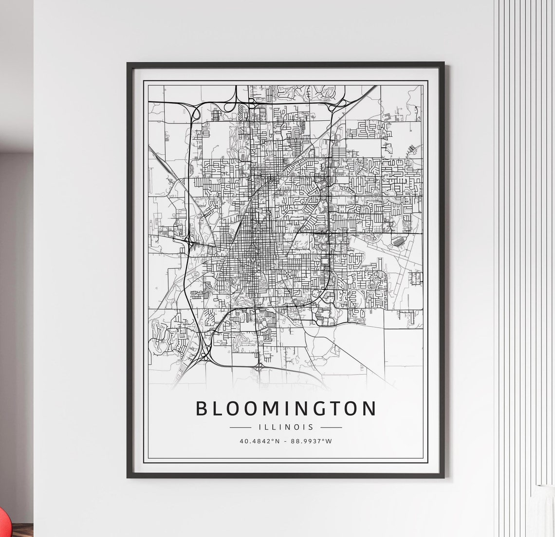 Bloomington IL Street Map Print | Acrylic Bloomington City Map Print ...