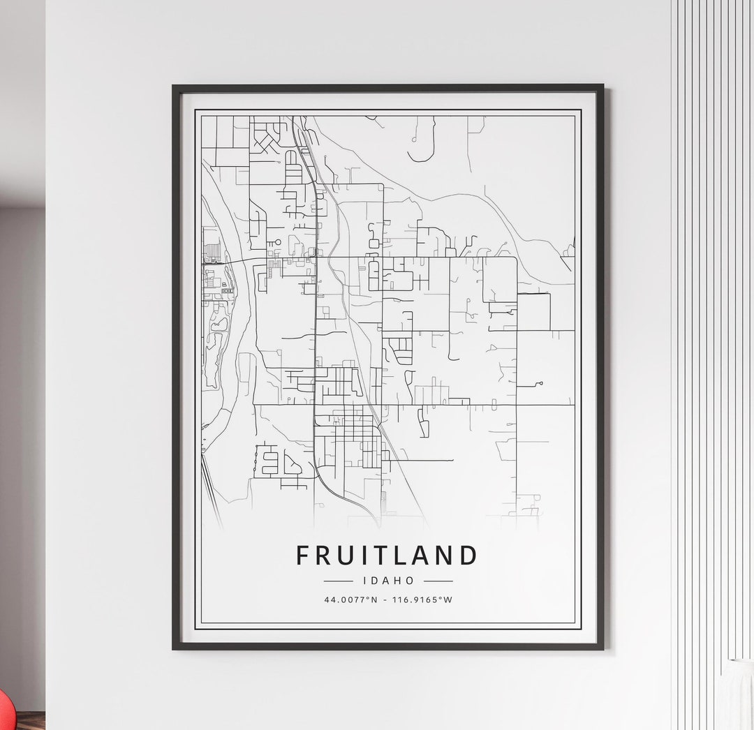 Fruitland ID Street Map Print | Acrylic Fruitland City Map Print ...