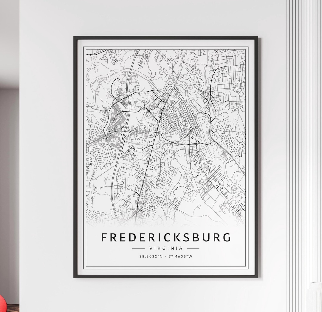 Fredericksburg VA Street Map Print | Acrylic Glass Fredericksburg City ...