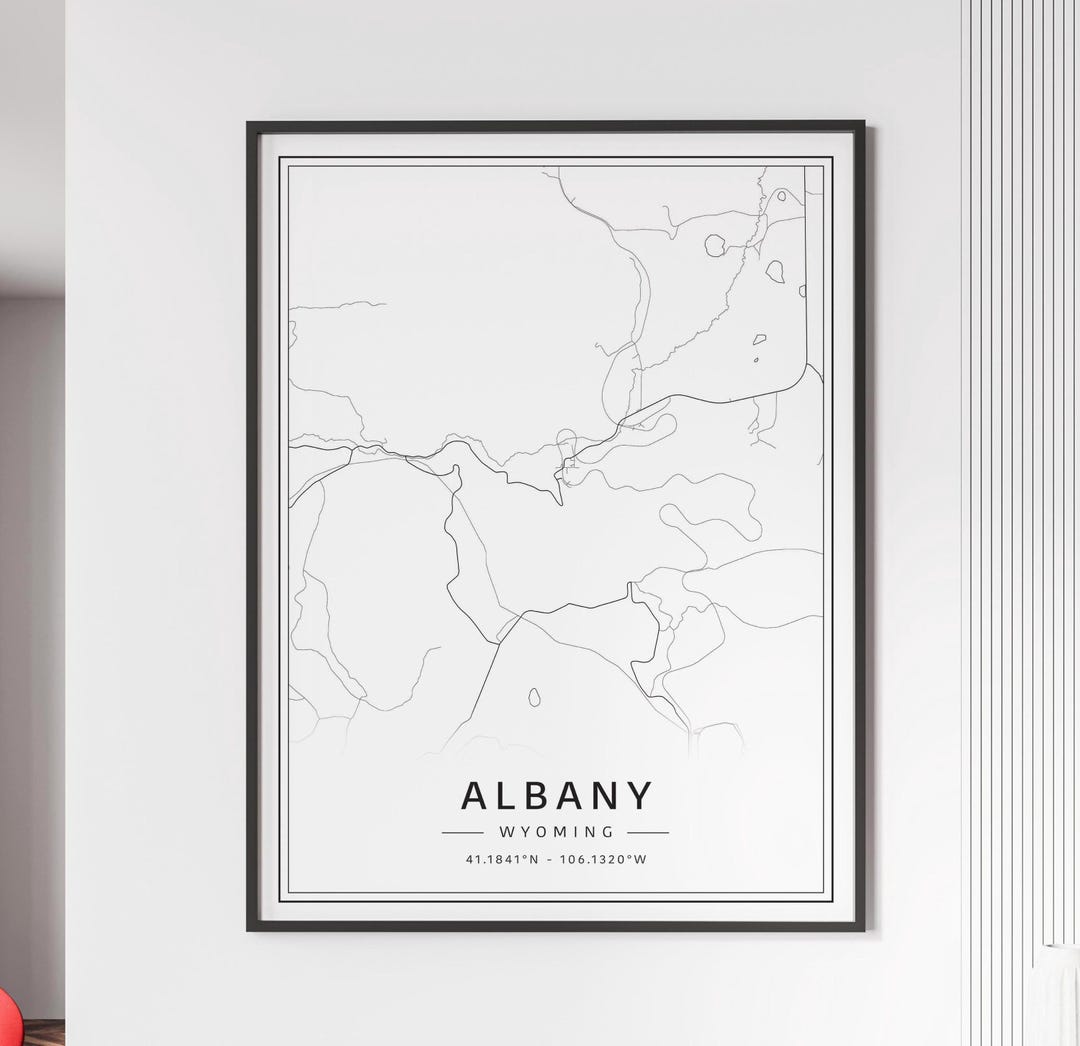 Albany WY Street Map Print | Acrylic Glass Albany Map Print | Canvas ...