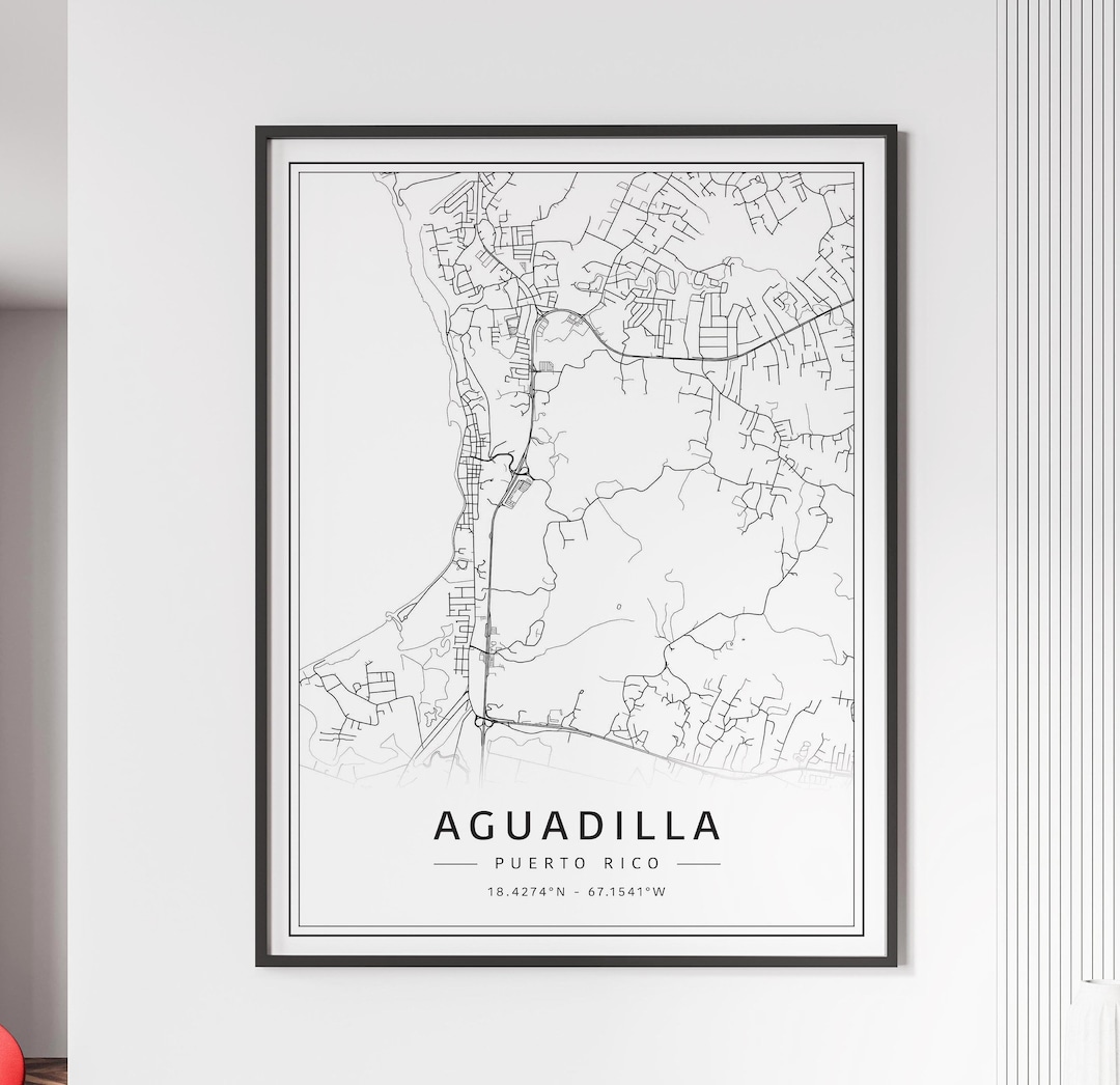 Aguadilla Puerto Rico Street Map Print | Acrylic Glass Aguadilla City ...