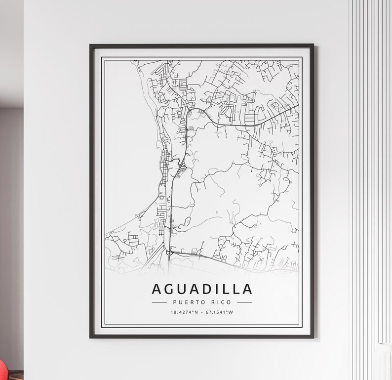 Aguadilla Puerto Rico Street Map Print | Acrylic Glass Aguadilla City ...
