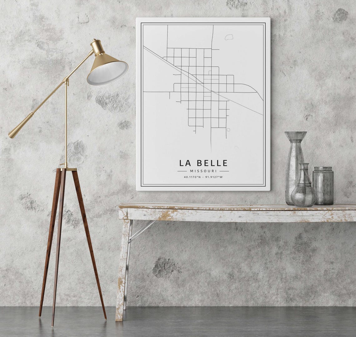 La Belle MO Street Map Print | Acrylic Glass La Belle City Map Print ...