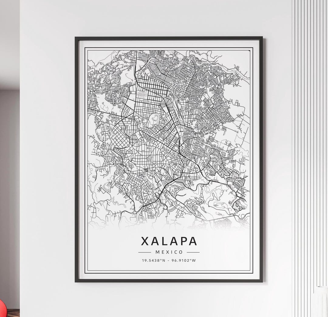 Xalapa Mexico Street Map Print | Acrylic Glass Xalapa City Map Print ...