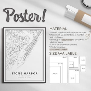 Stone Harbor NJ Street Map Print | Acrylic Glass Stone Harbor Map Print ...