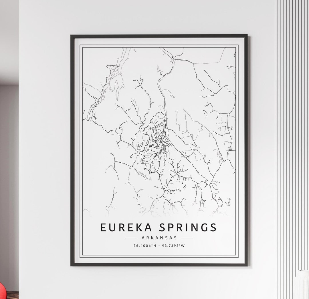 Eureka Springs AR Street Map Print | Acrylic Eureka Springs City Map ...