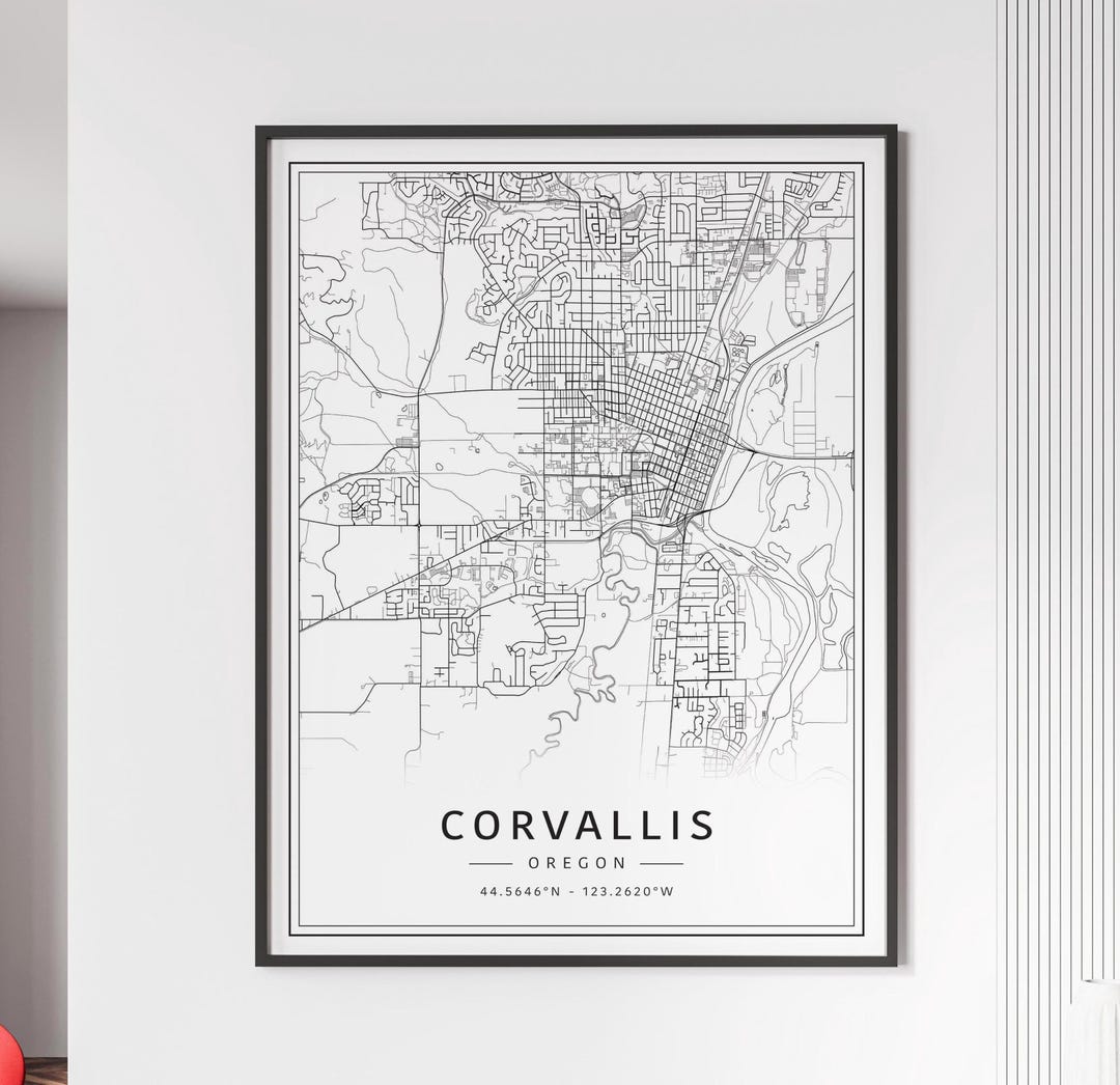 Corvallis Oregon Street Map Print | Acrylic Glass Corvallis City Map ...