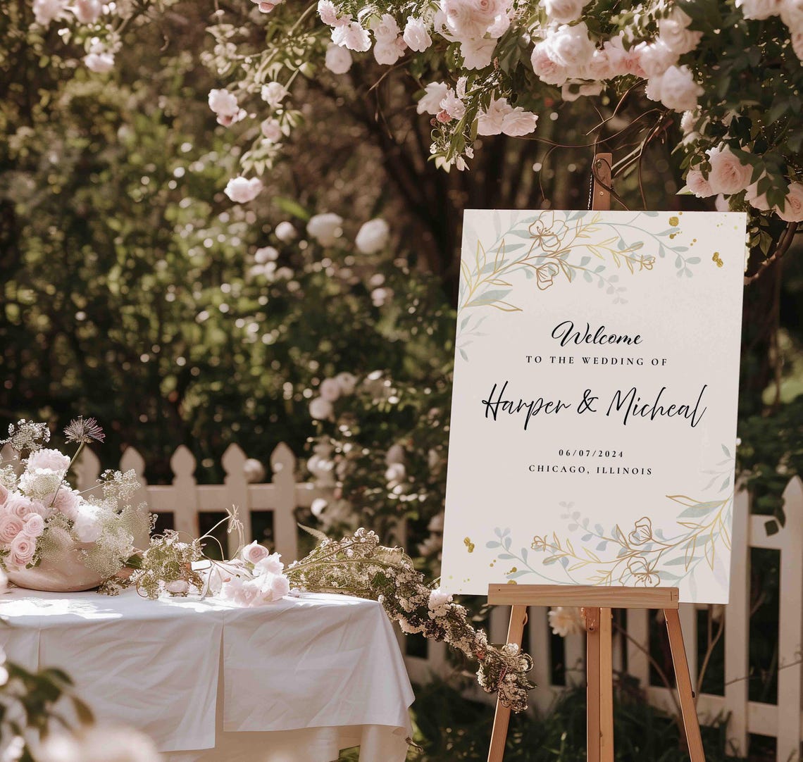 Acrylic Wedding Welcome Sign Floral Entrance Wedding Sign Custom ...