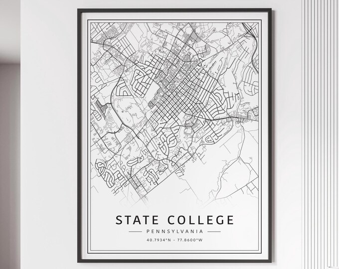 Charleston Illinois Street Map Print | Acrylic Glass Charleston City ...