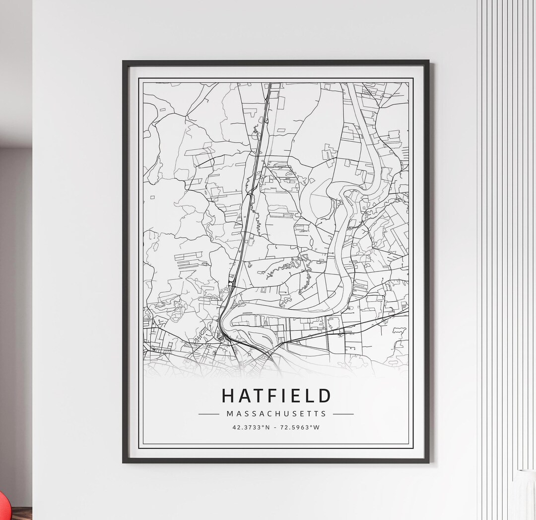 Hatfield MA Street Map Print | Acrylic Glass Hatfield Map Print ...