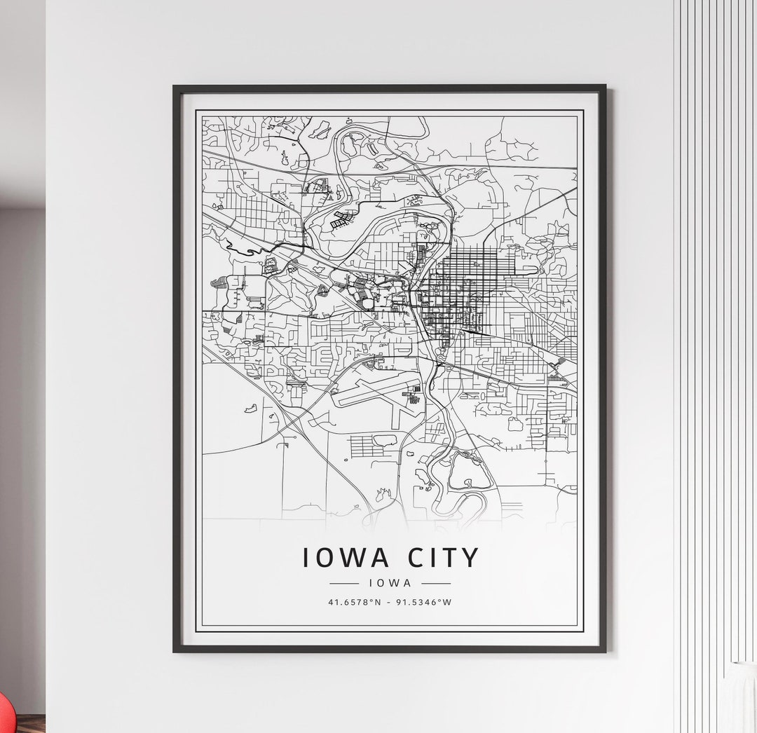 Iowa City Iowa Street Map Print | Acrylic Iowa City Map Print | Canvas ...