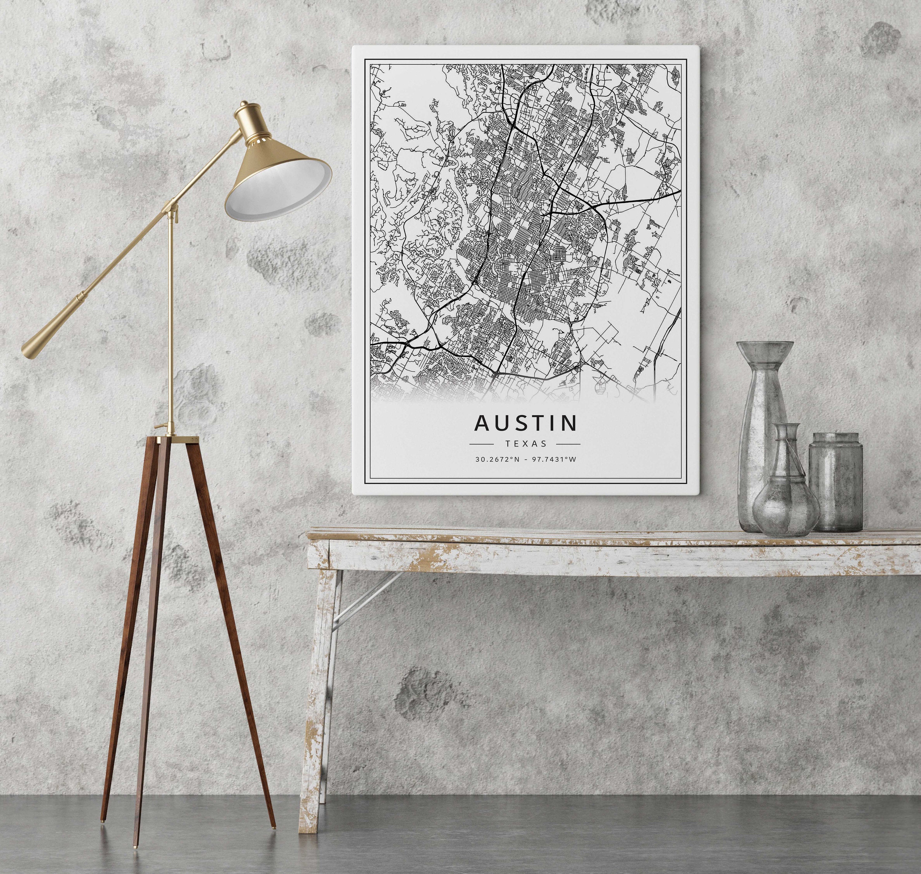 Austin Texas Street Map Print Acrylic Glass Austin City Map Print ...