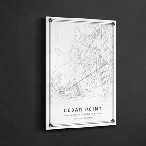 Cedar Point NC Street Map Print | Acrylic Glass Cedar Point City Map ...