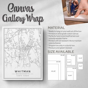 Whitman Massachusetts Street Map Print | Acrylic Glass Whitman Map ...