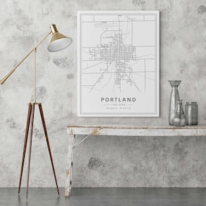 Portland Indiana Street Map Print | Acrylic Glass Portland City Map ...