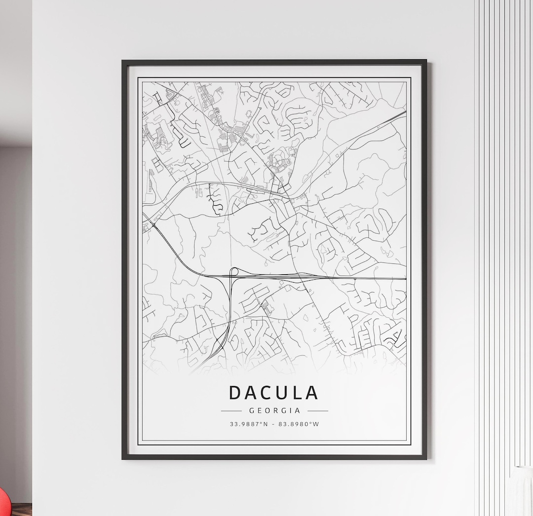 Dacula GA Street Map Print | Acrylic Dacula City Map Print | Canvas ...