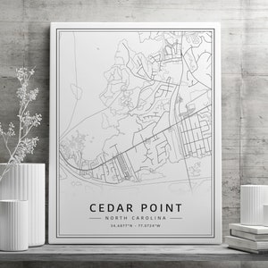 Cedar Point NC Street Map Print | Acrylic Glass Cedar Point City Map ...