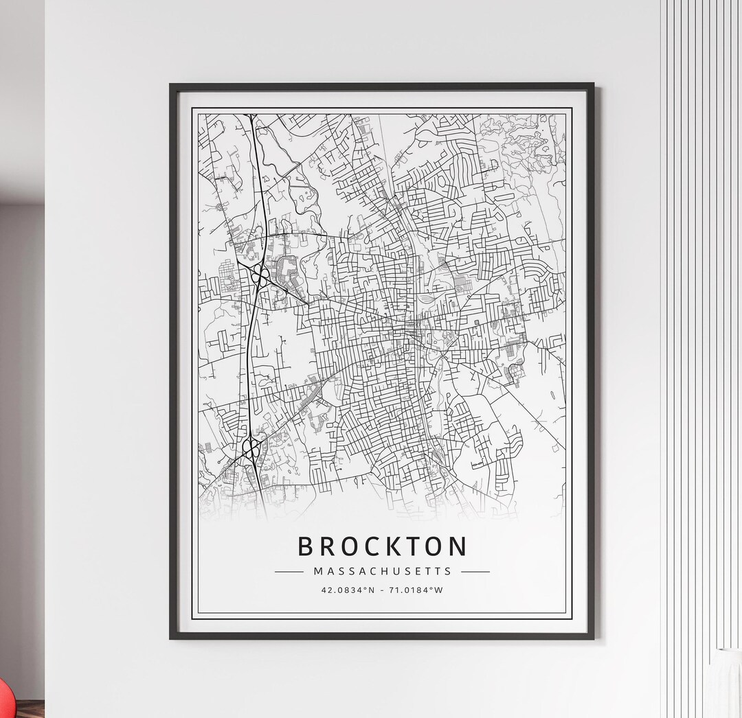 Brockton Massachusetts Street Map Print | Acrylic Glass Brockton Map ...