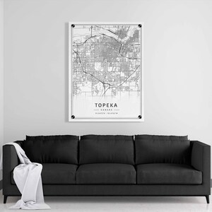 Topeka Kansas Street Map Print | Acrylic Topeka City Map Print | Canvas ...