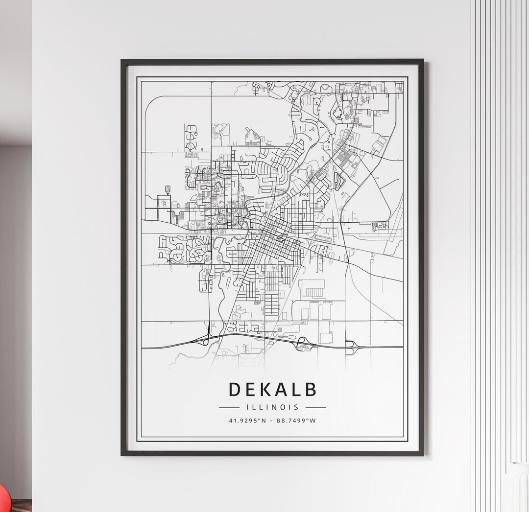 Dekalb IL Street Map Print | Acrylic Dekalb City Map Print | Canvas ...