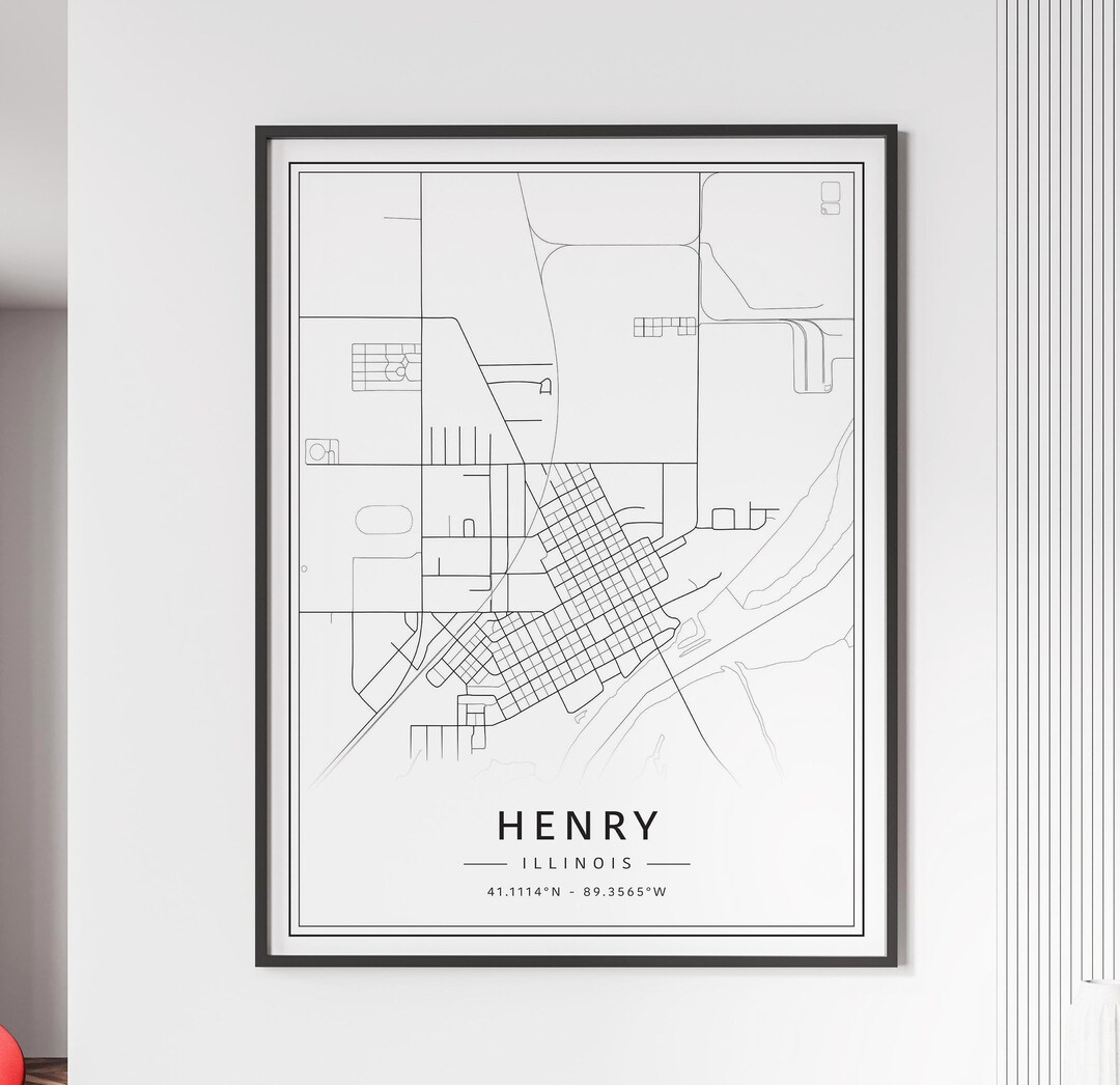 Henry IL Street Map Print | Acrylic Henry City Map Print | Canvas Henry ...