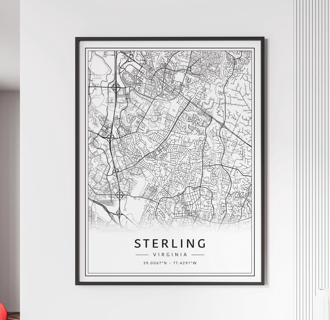 Sterling Virginia Street Map Print | Acrylic Glass Sterling Map Print ...